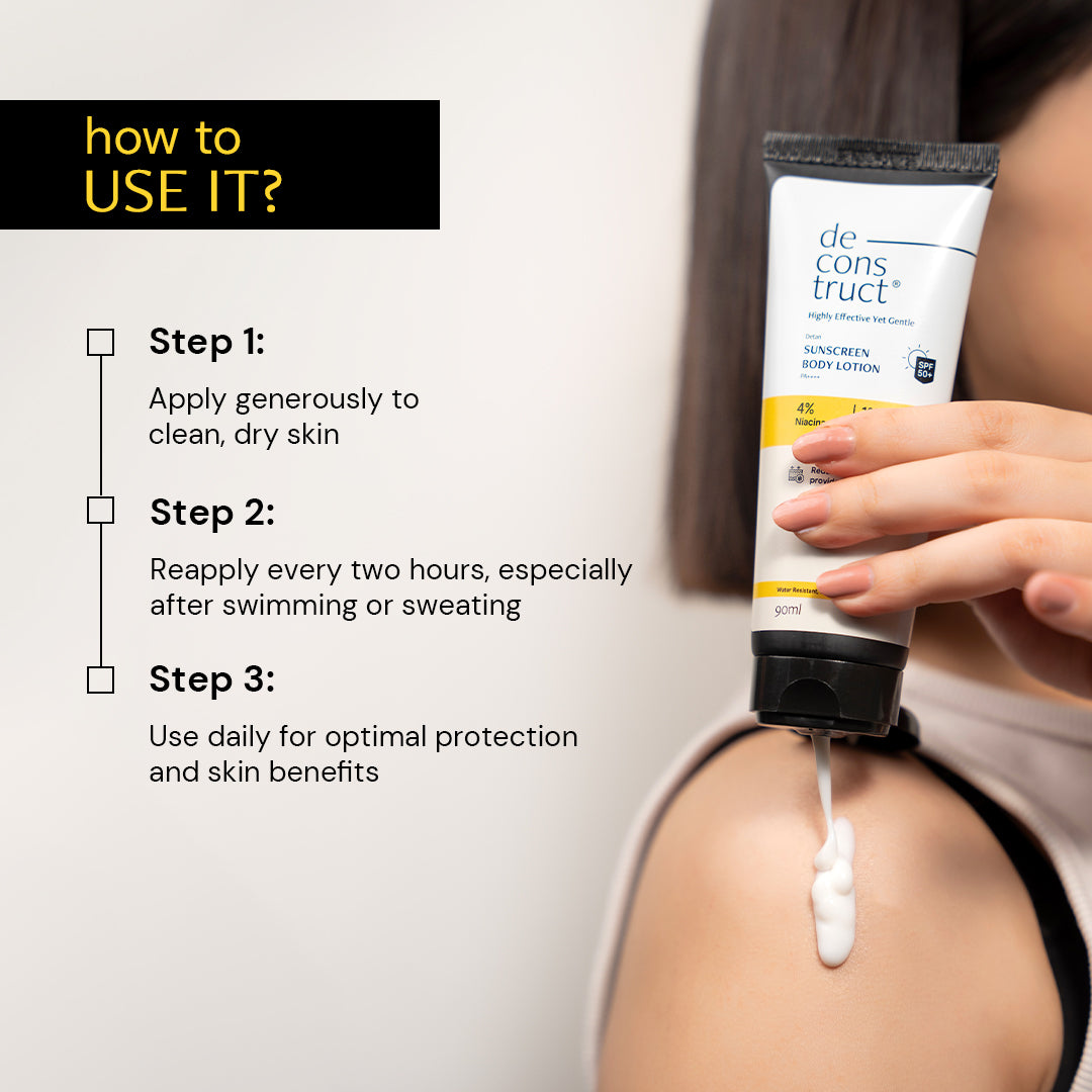 Detan Sunscreen Body Lotion - 4% Niacinamide +1% Kojic Acid Dipalmitat